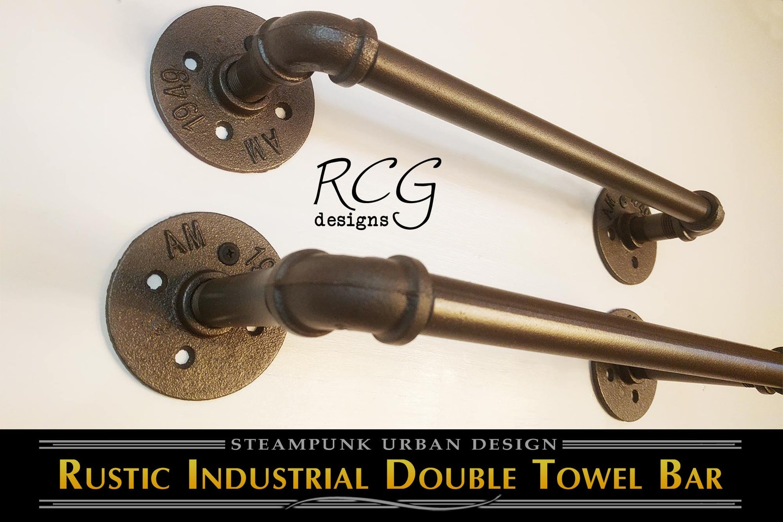 The Eugene JR Double Towel Rack Urban Rustic Shelving - Etsy