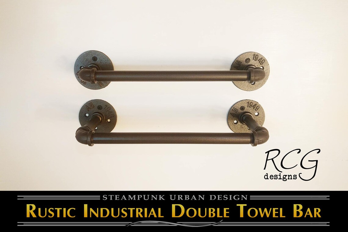 The Eugene JR Double Towel Rack Urban Rustic Shelving - Etsy