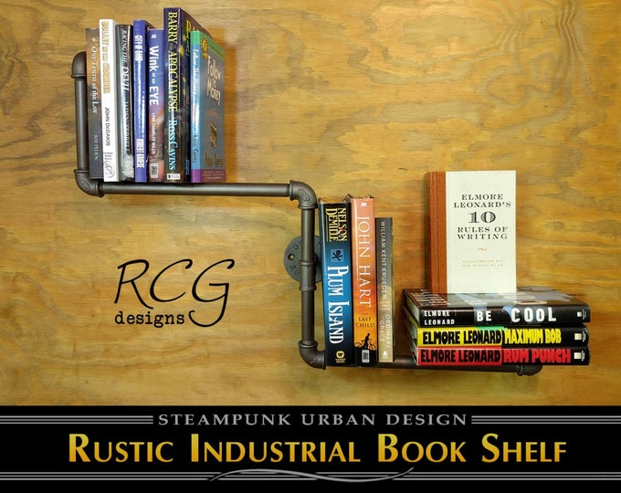 The Calvin - Industrial Pipe Bookshelf (2 Configurations) - Rustic ...