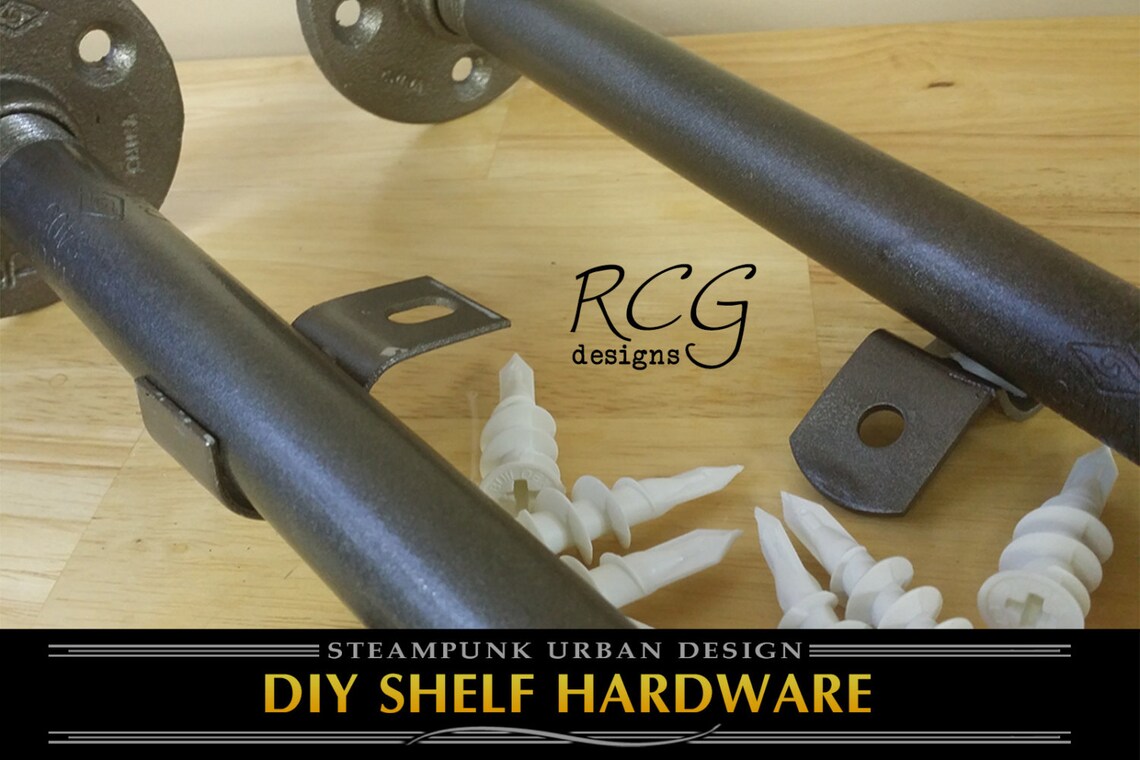 DIY 12" Pair Floating Shelf Brackets W/mounting Screws & Pipe Clamps ...