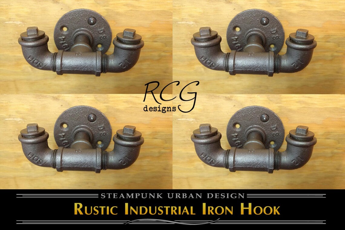 4-pack Industrial Pipe Knob Double Hook C Urban Steampunk | Etsy