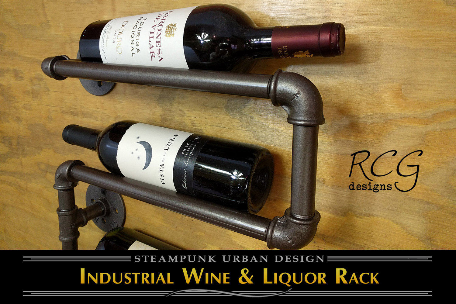 The Samantha Industrial Pipe Wine & Liquor Rack Shelf | Etsy