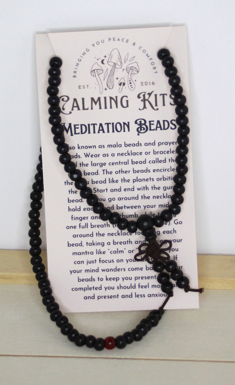 Mediation Beads With Instruction Card - FREE SHIPPING - Mala Beads ...