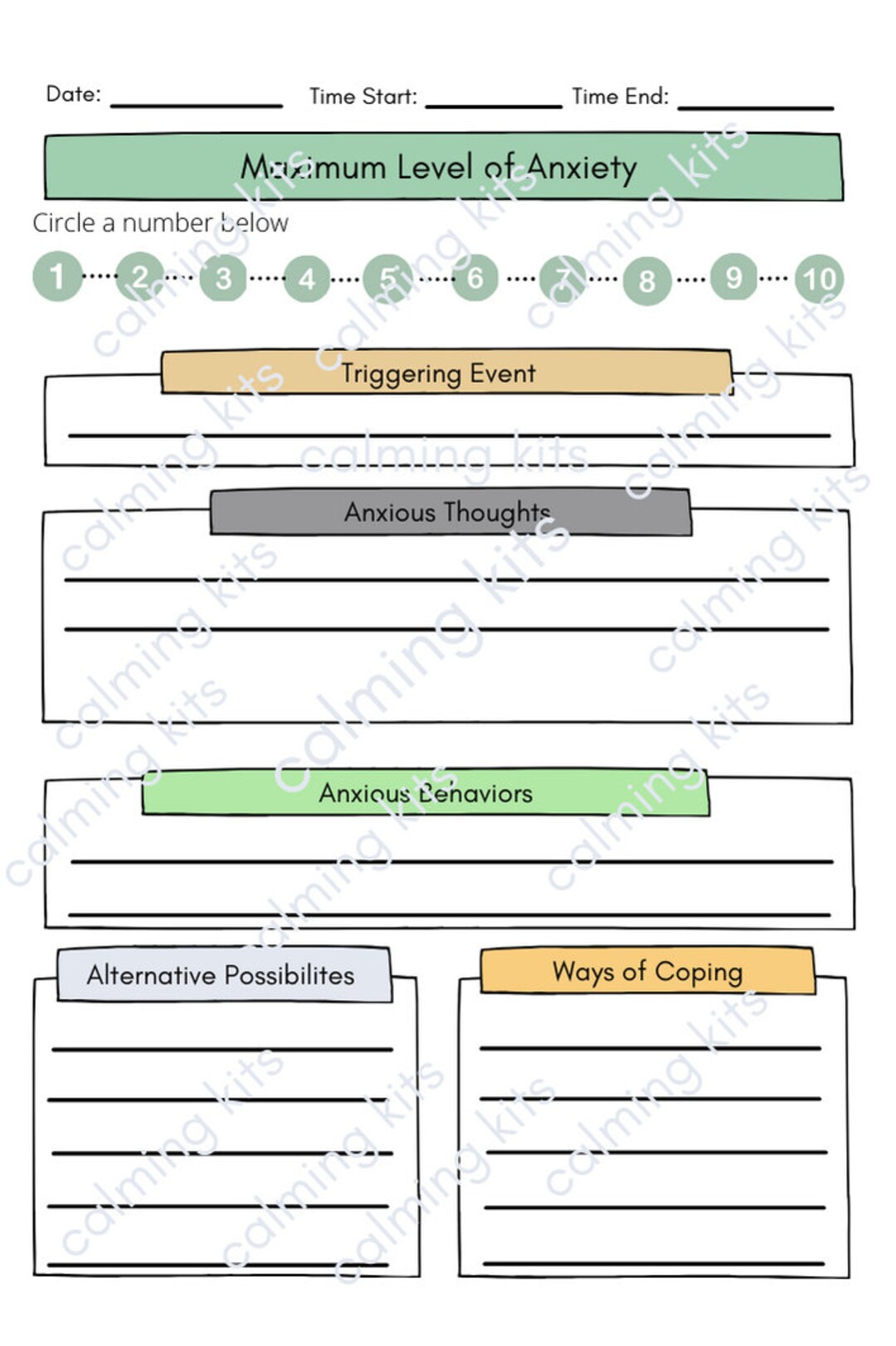 Anxiety Worksheet - Panic Attack Worksheet - Digital Download - Anxiety ...