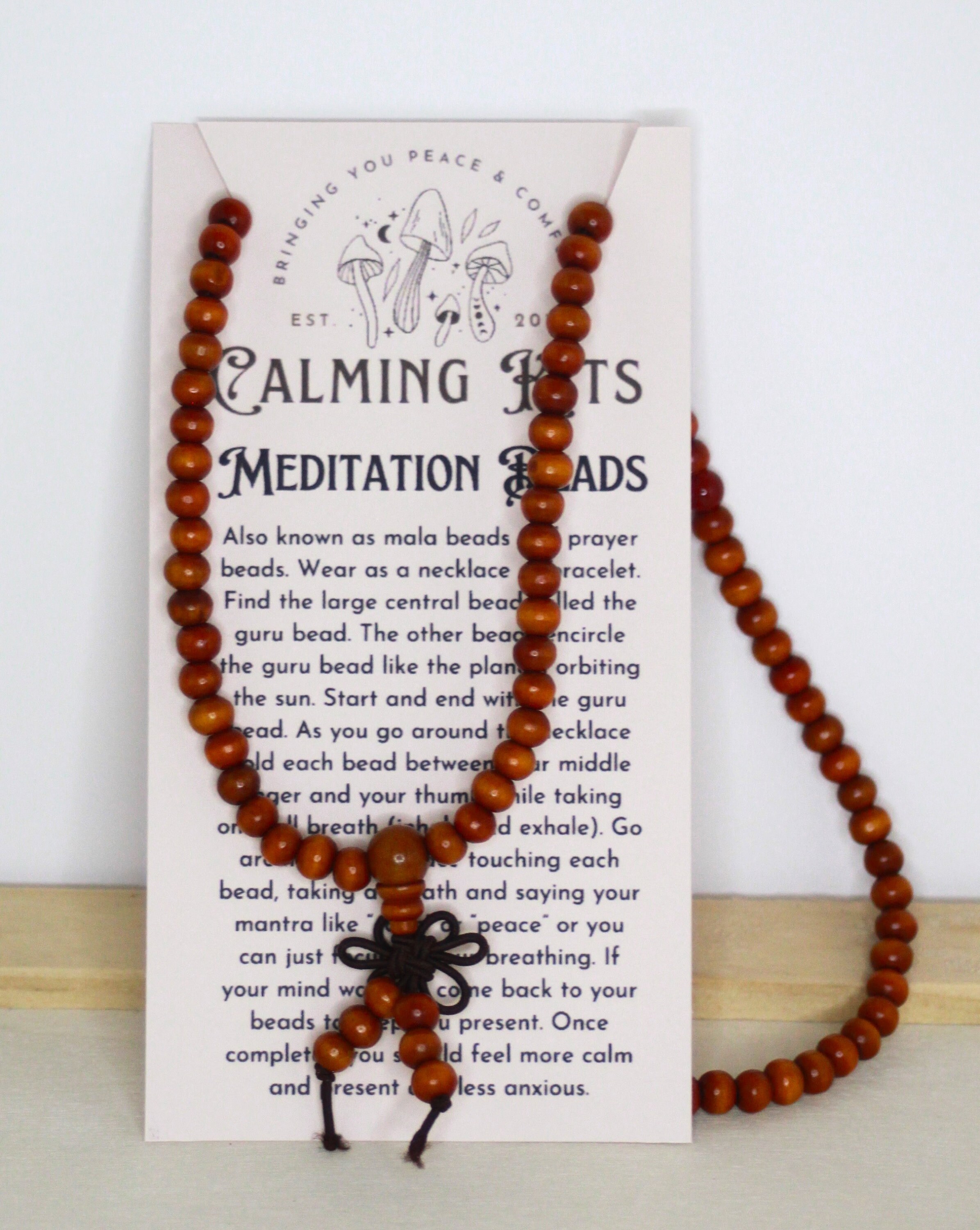 Mediation Beads With Instruction Card - FREE SHIPPING - Mala Beads ...