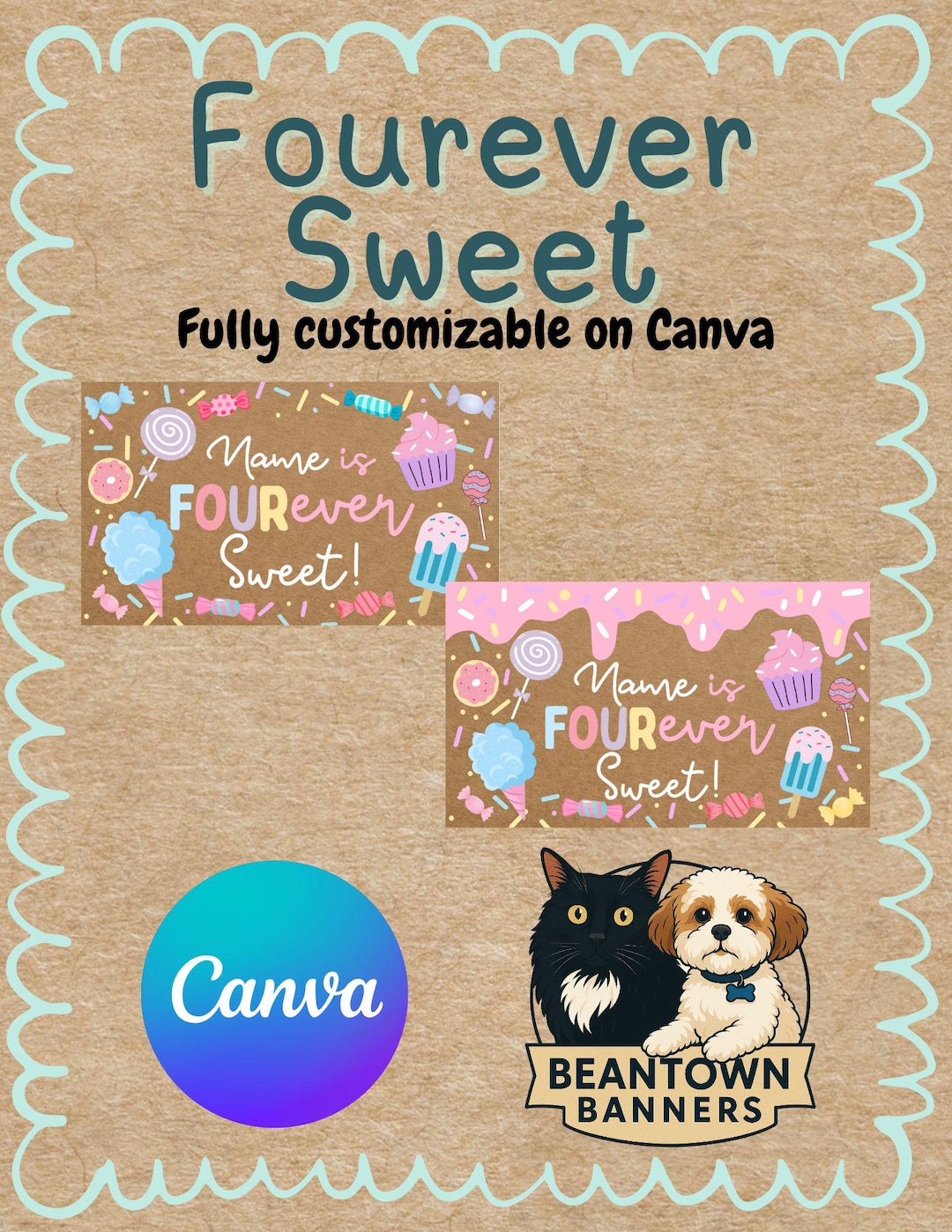 Fourever Sweet Banner Template | Banner Mockup | Digital Download - Etsy