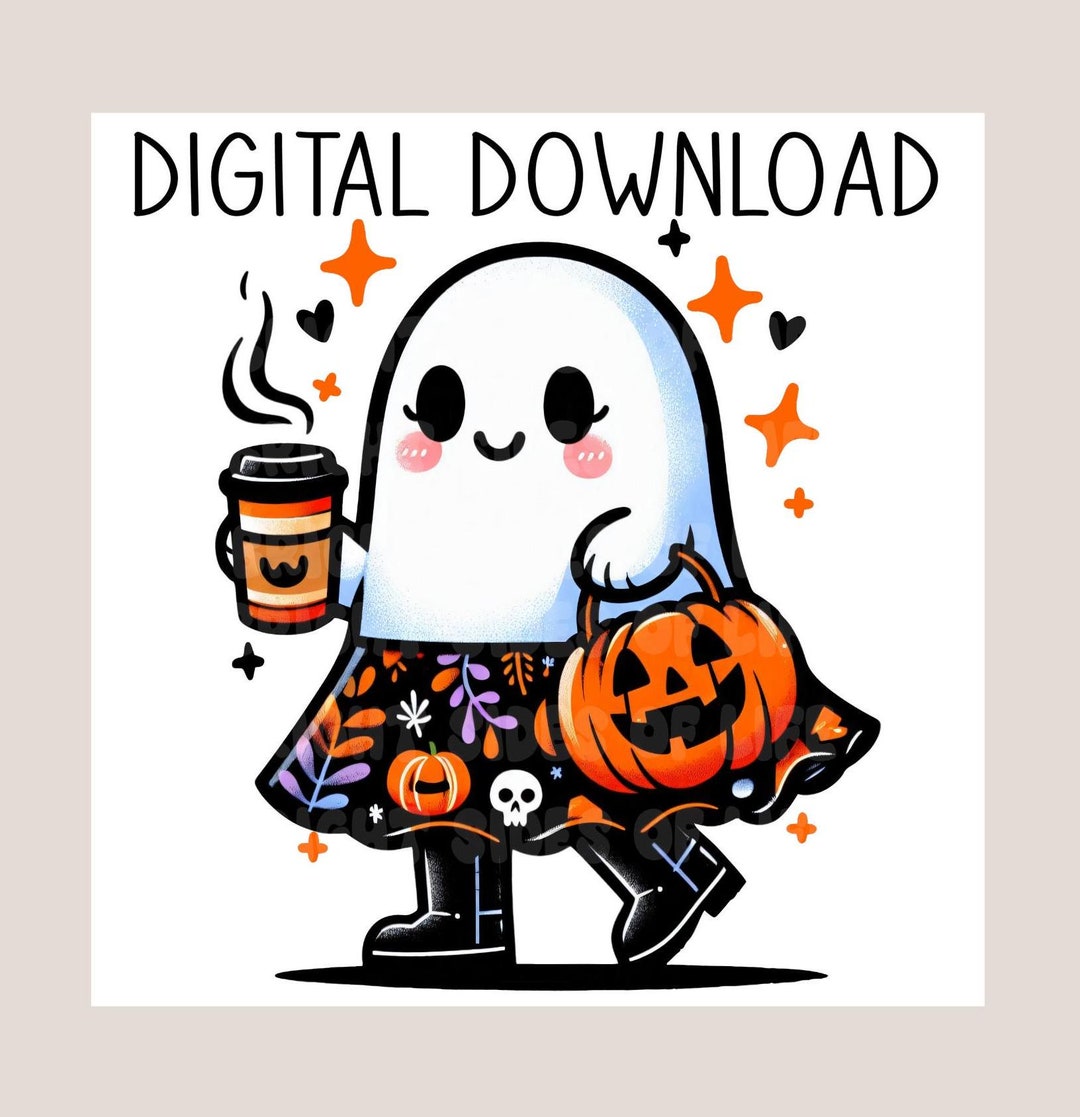 Cute Ghost Halloween Digital Clip Art Commercial Use Sublimation PNG ...
