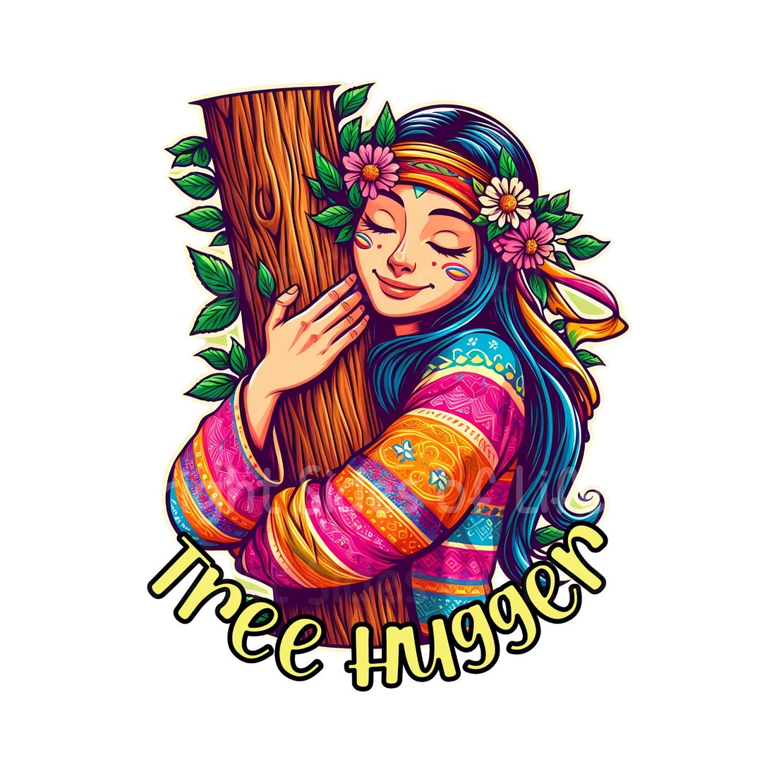 Tree Hugger Hippie Girl Cute Digital Clip Art Commercial Use ...