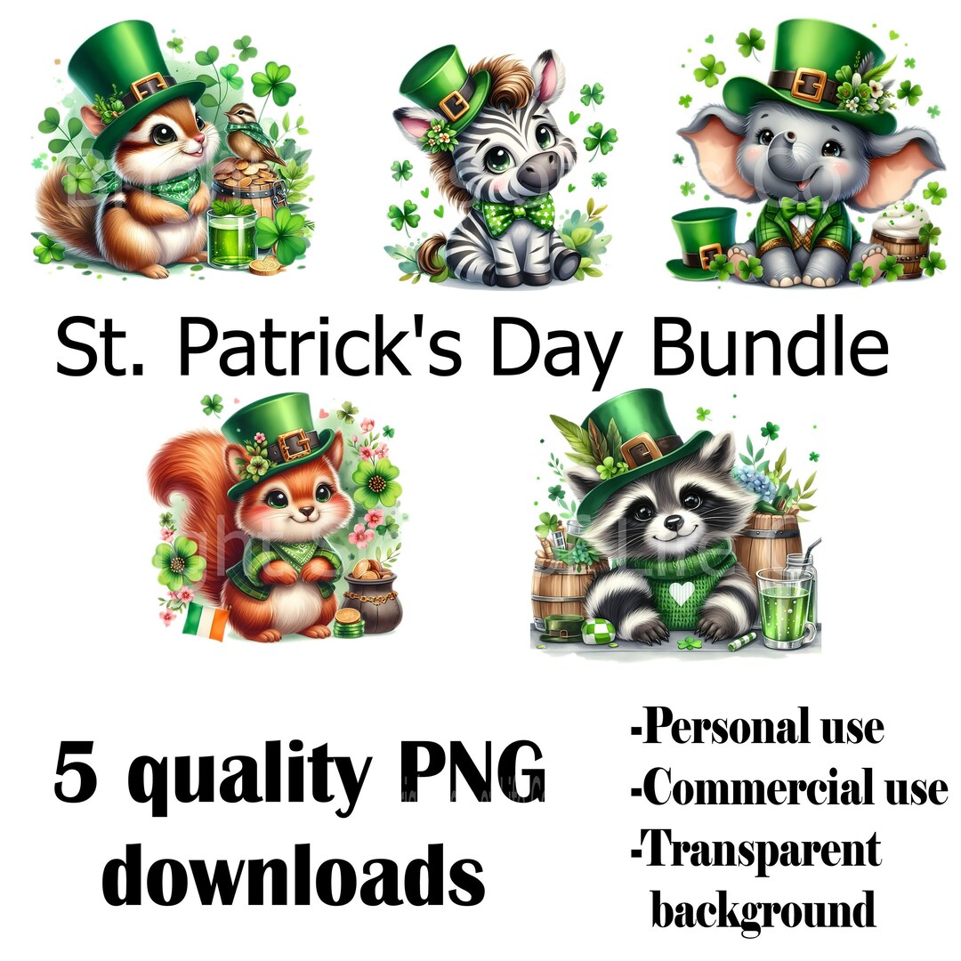 St Patrick Day Bundle 5 PNG Files - Watercolor- Transparent ...