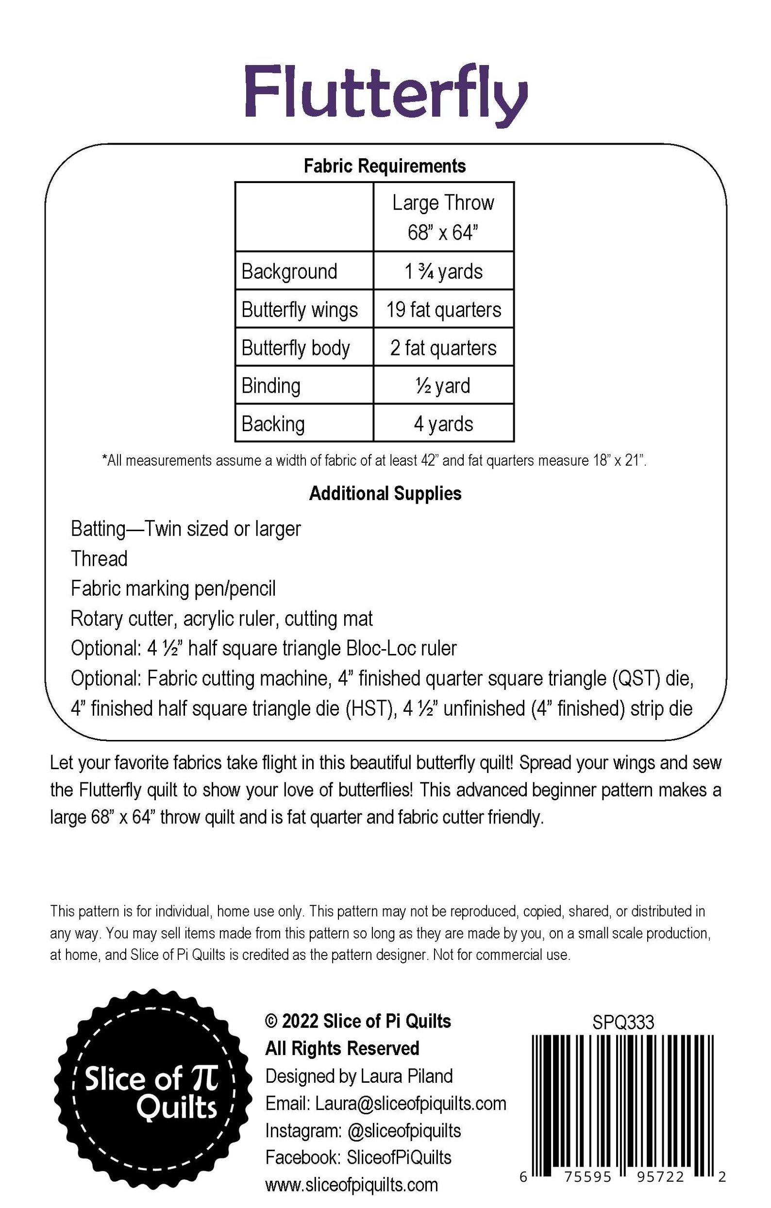 PDF Flutterfly Quilt Pattern Digital Download by Slice of Pi - Etsy