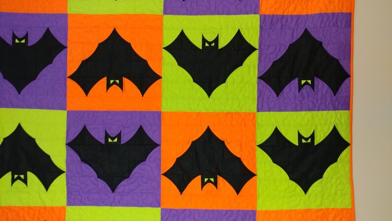 PDF Bat Crazy Quilt Pattern by Slice of Pi Quilts [halloween Quilt, Bat ...