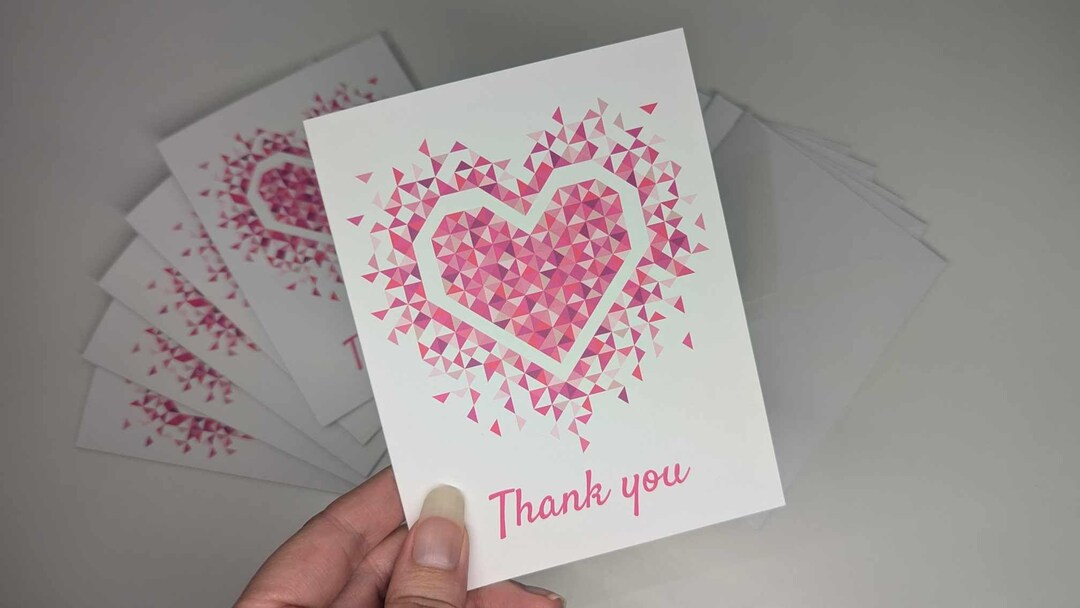 Exploding Heart Quilt Notecards - Thank You - Set of Six - Etsy
