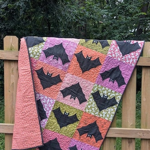 PDF Bat Crazy Quilt Pattern by Slice of Pi Quilts [halloween Quilt, Bat ...