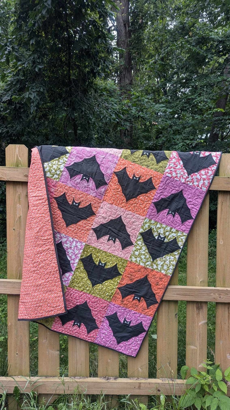PDF Bat Crazy Quilt Pattern by Slice of Pi Quilts [halloween Quilt, Bat ...