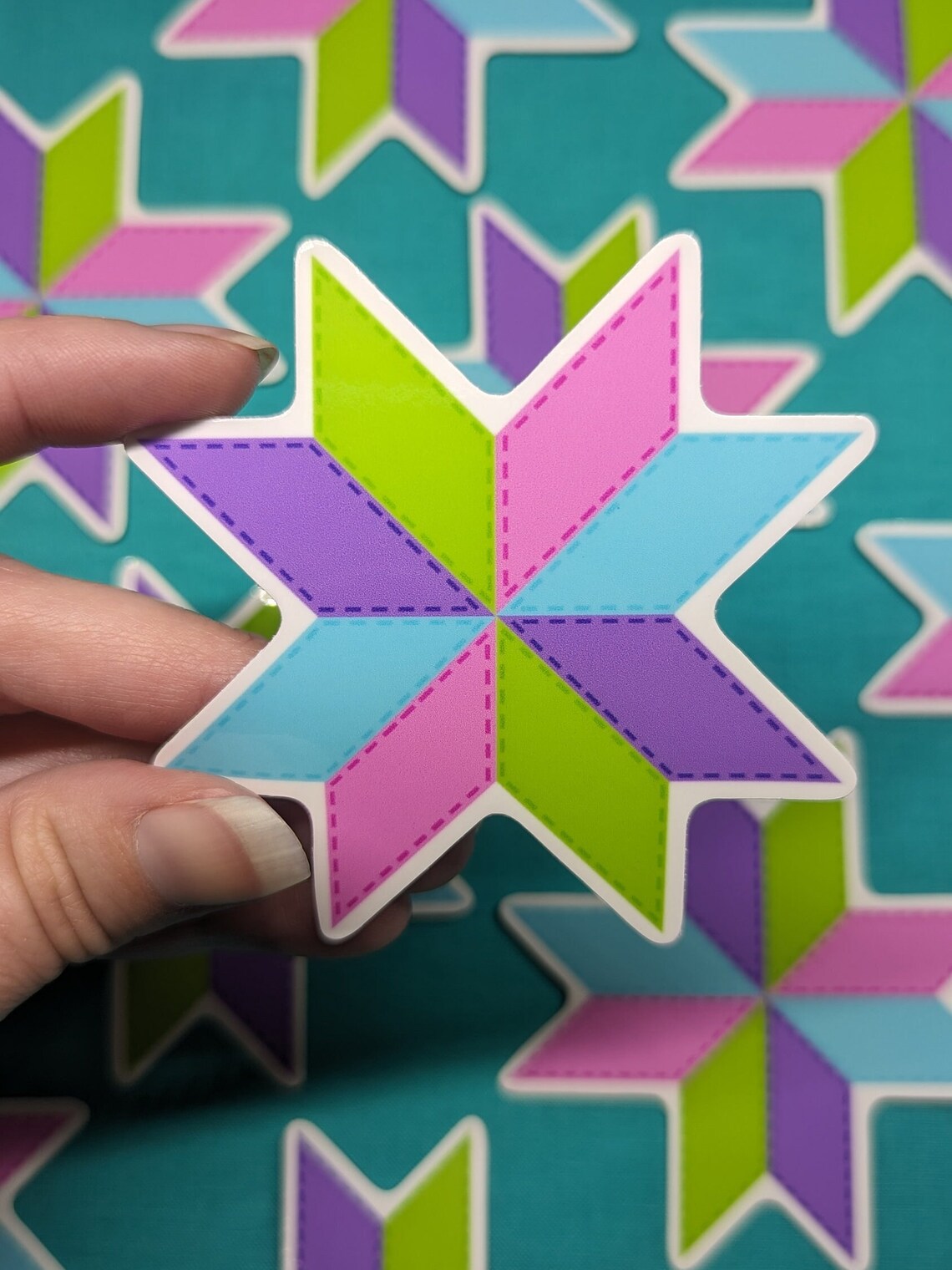 Patchwork Star Quilt Block Sticker [vinyl Sticker for Quilter Gift ...