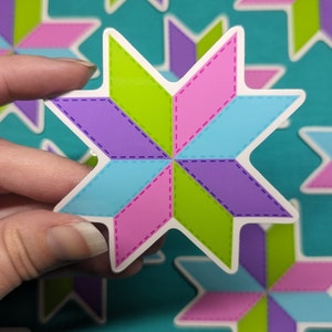 Patchwork Star Quilt Block Sticker [vinyl Sticker for Quilter Gift ...
