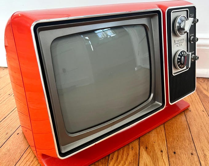 Vintage 1970’s Space Age Zenith AC/DC Television. Orange/red. Works. - Etsy