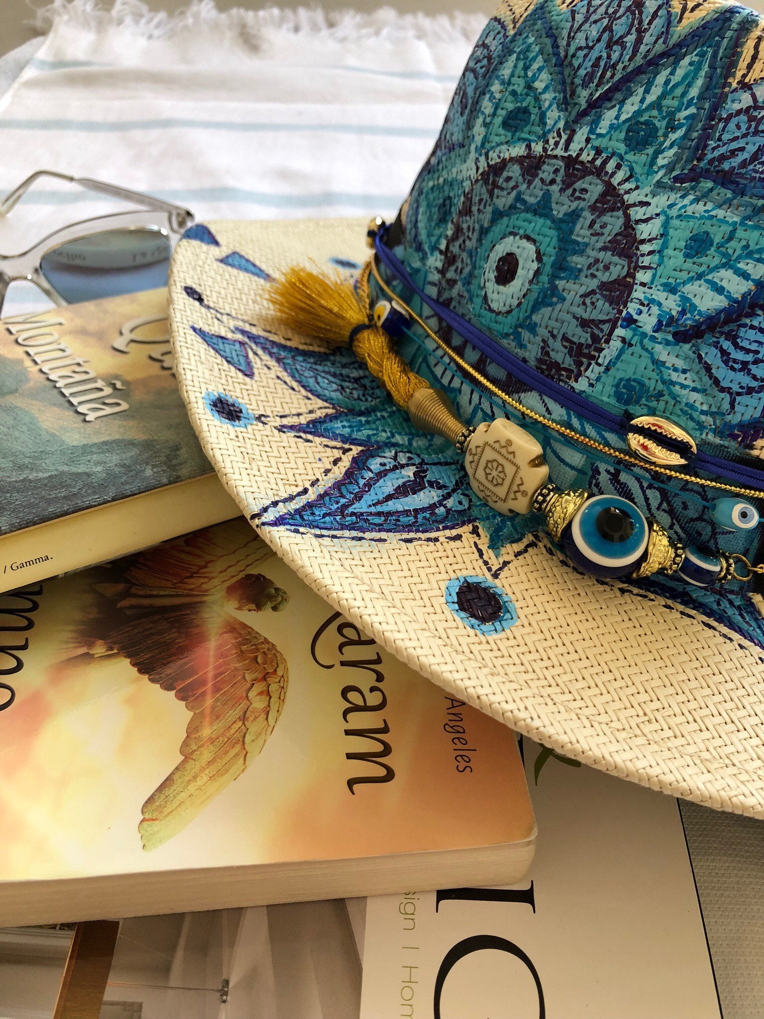 Hand-painted Natural Straw Hats, Mandala - Etsy