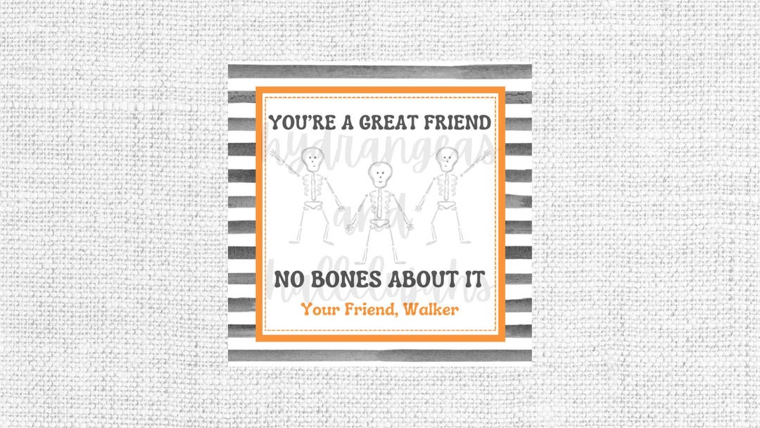 Skeleton Happy Halloween Tag, Printable Halloween Tags, Halloween Treat ...