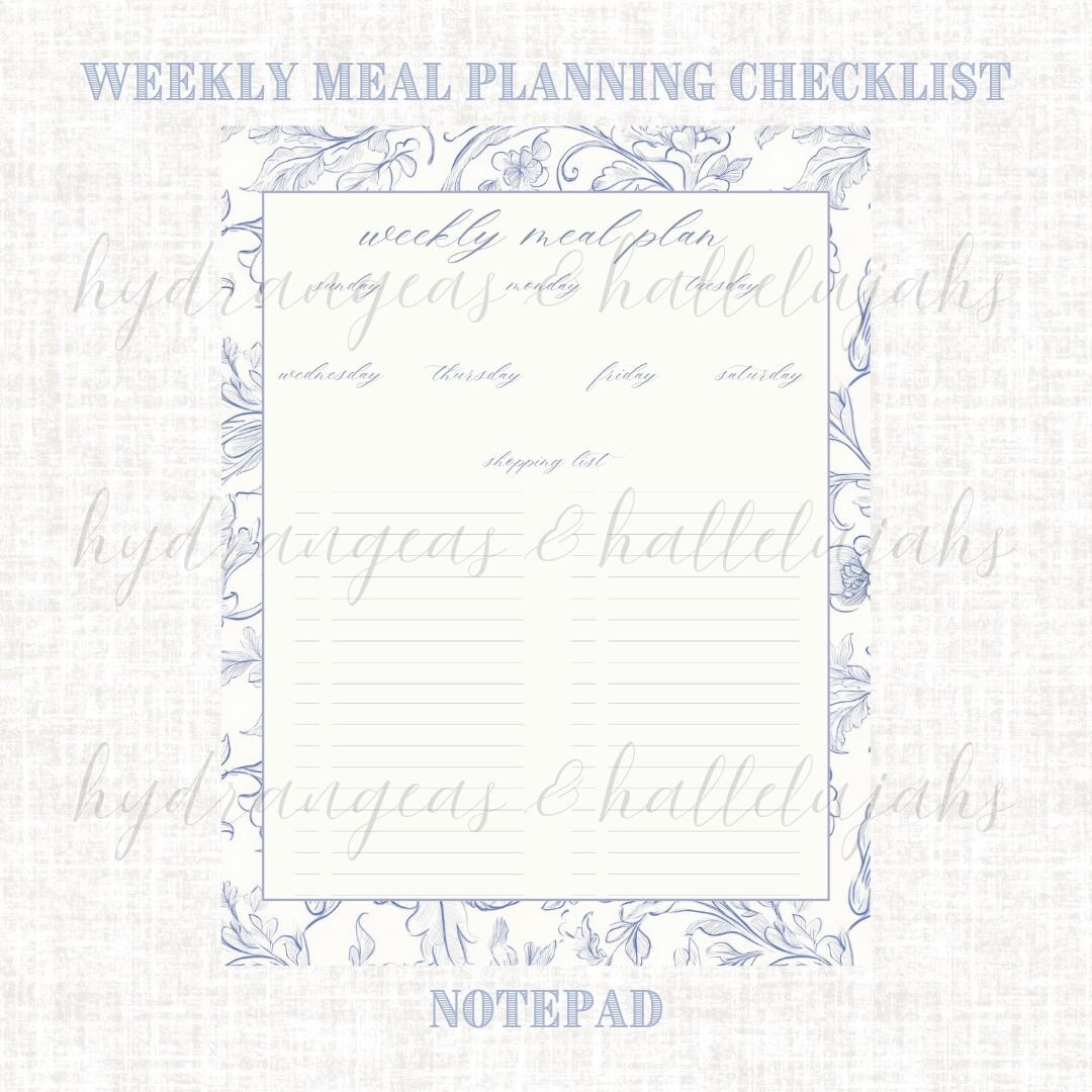 Weekly Meal Planning Notepad, Meal Plan Notepad, Grocery List, Meal and ...