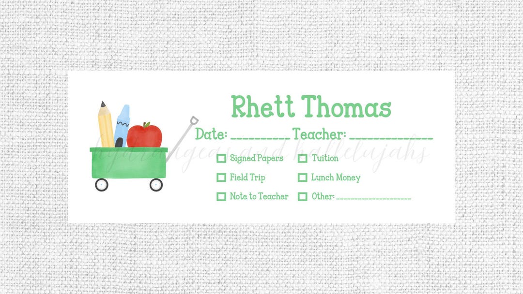 Envelope for School With Wagon, Personalized Envelopes for School ...