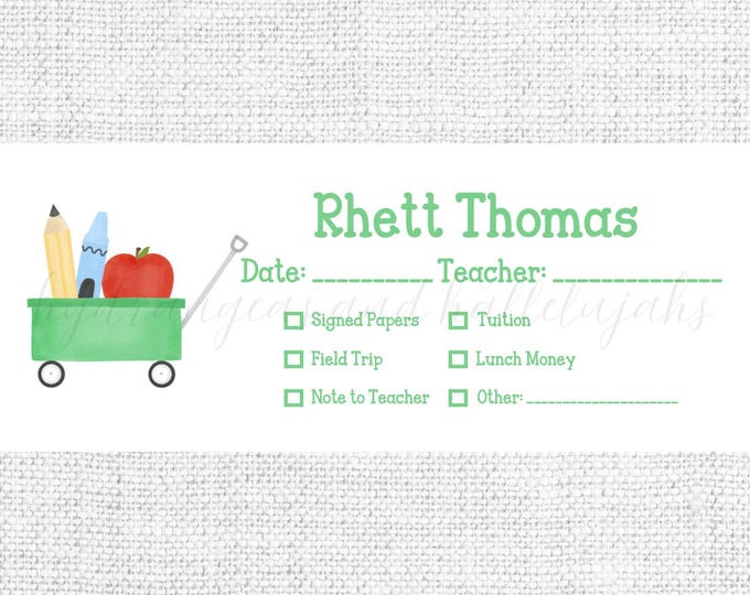 Envelope for School With Wagon, Personalized Envelopes for School ...