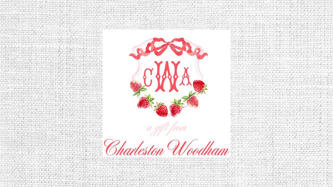 Printable Strawberry Tag, Monogram Tag, Personalized Printable ...
