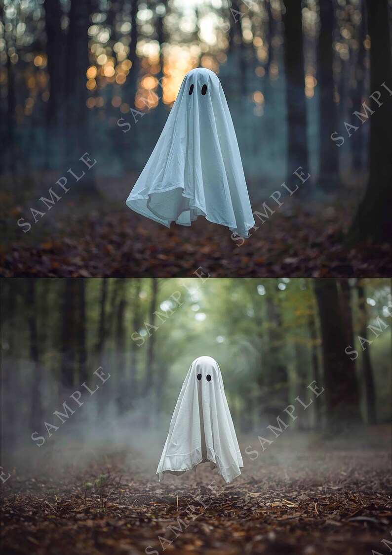 Halloween Ghost Forest Photography Backdrops – 10 Digital Overlays - Etsy