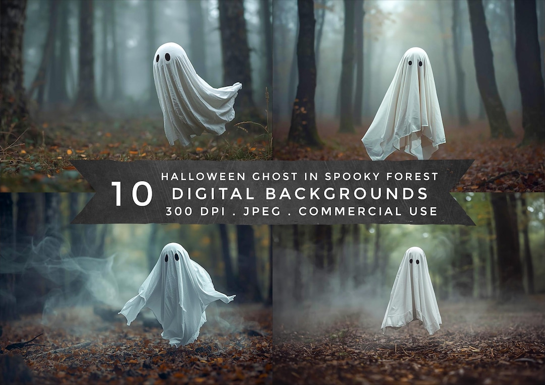 Halloween Ghost Forest Photography Backdrops – 10 Digital Overlays - Etsy