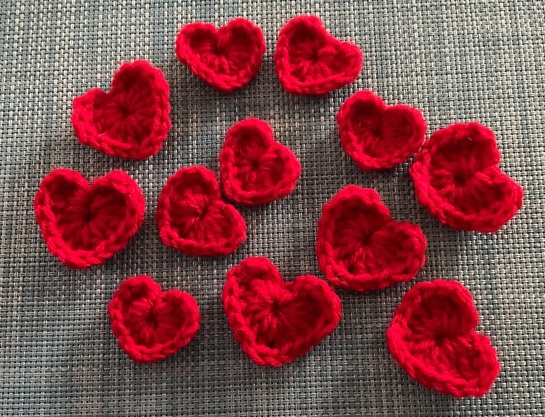Dozen Crocheted Hearts - Etsy
