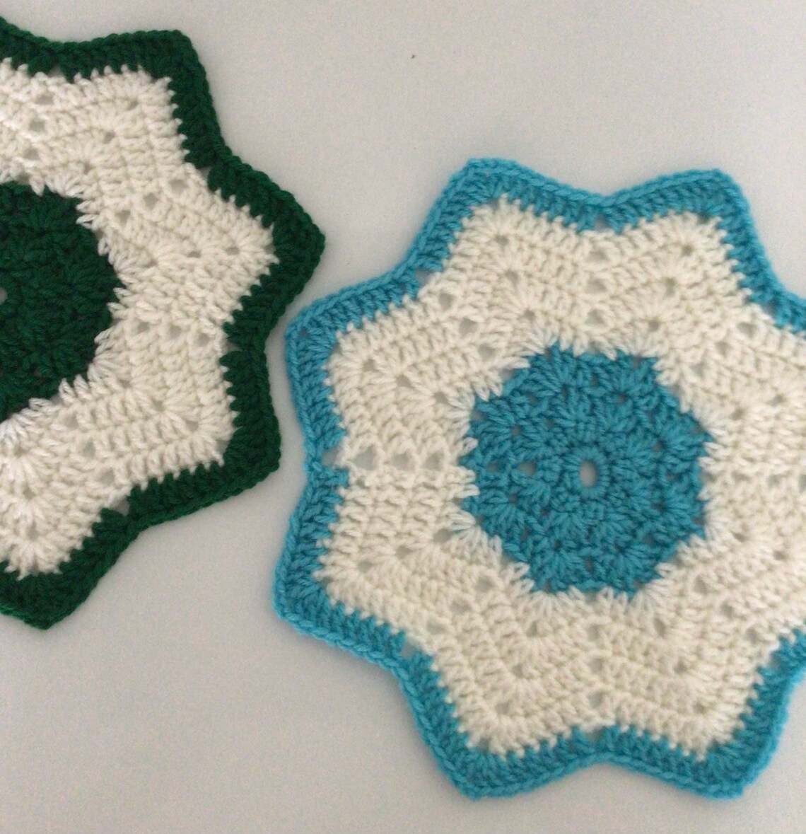 Pair of Hand crocheted star hotpads | Etsy
