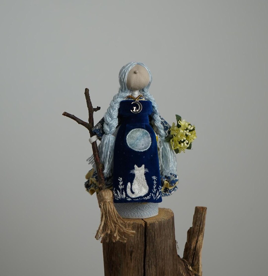 Moon Cat Baba Yaga With the Moon Handmade Ethnic Folk Traditional Doll ...