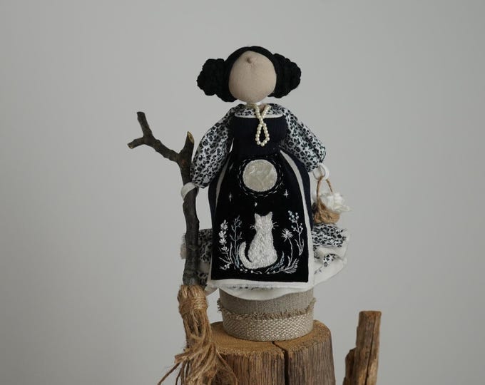 Moon Cat Baba Yaga With the Moon Handmade Ethnic Folk Traditional Doll ...