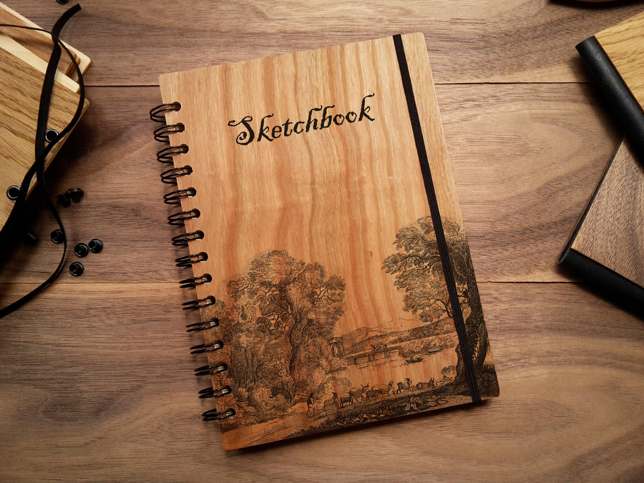Wooden Notebook / Sketchbook, Custom Journal ( Blank or Line Ivory ...