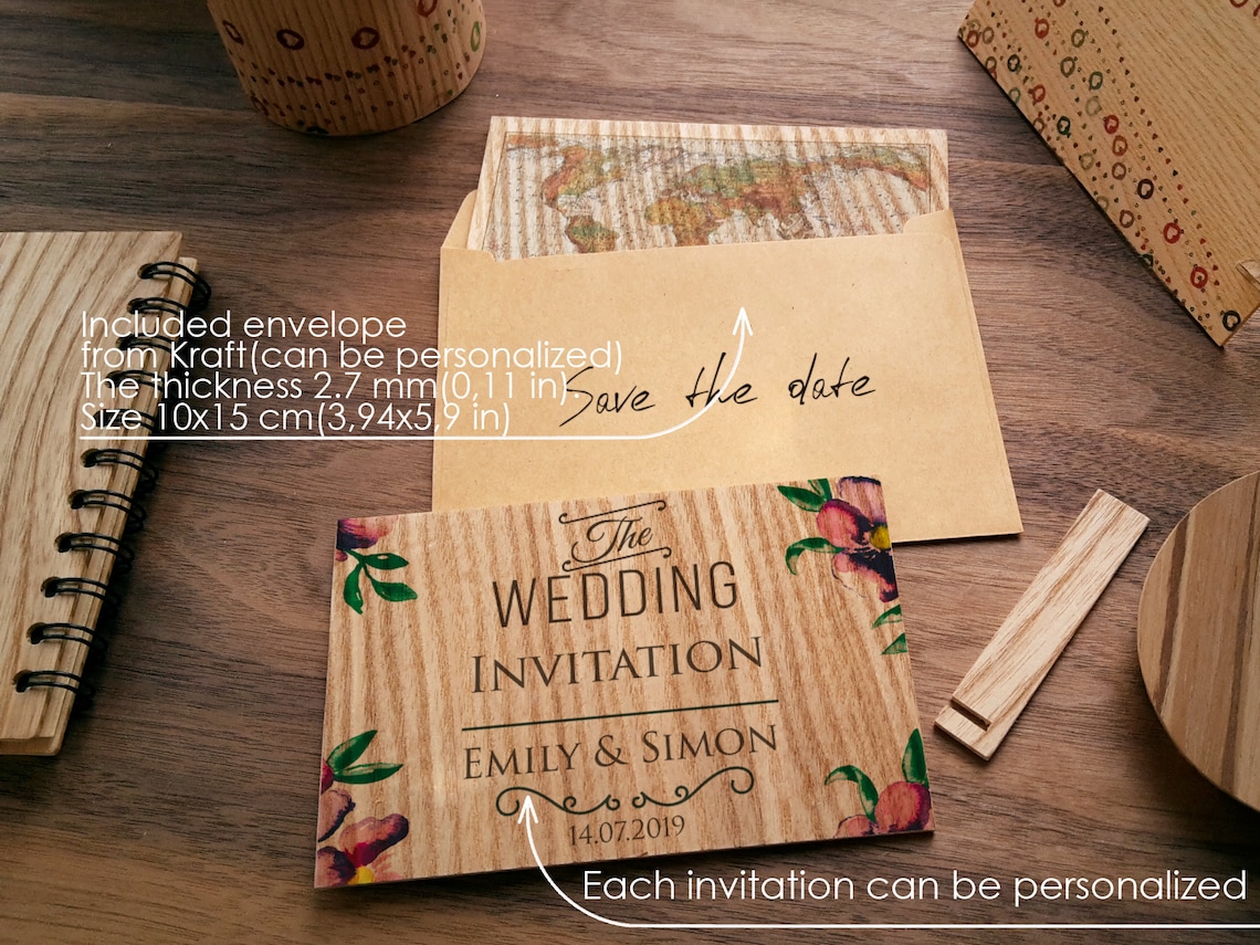 Wooden Wedding Invitation Wooden Cards Rustic Wood Wedding | Etsy