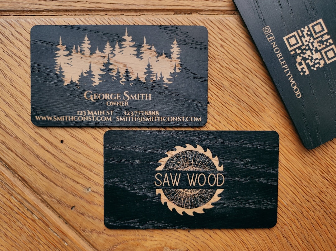 Black Wooden Business Cards Wooden Printed Tag Cards Personalised ...
