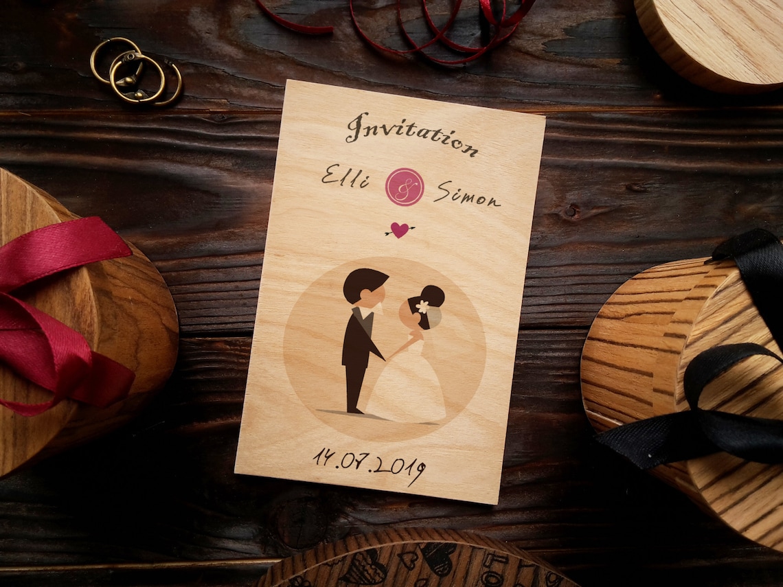 Wooden Wedding Invitation Wooden Cards Rustic Wood Wedding - Etsy