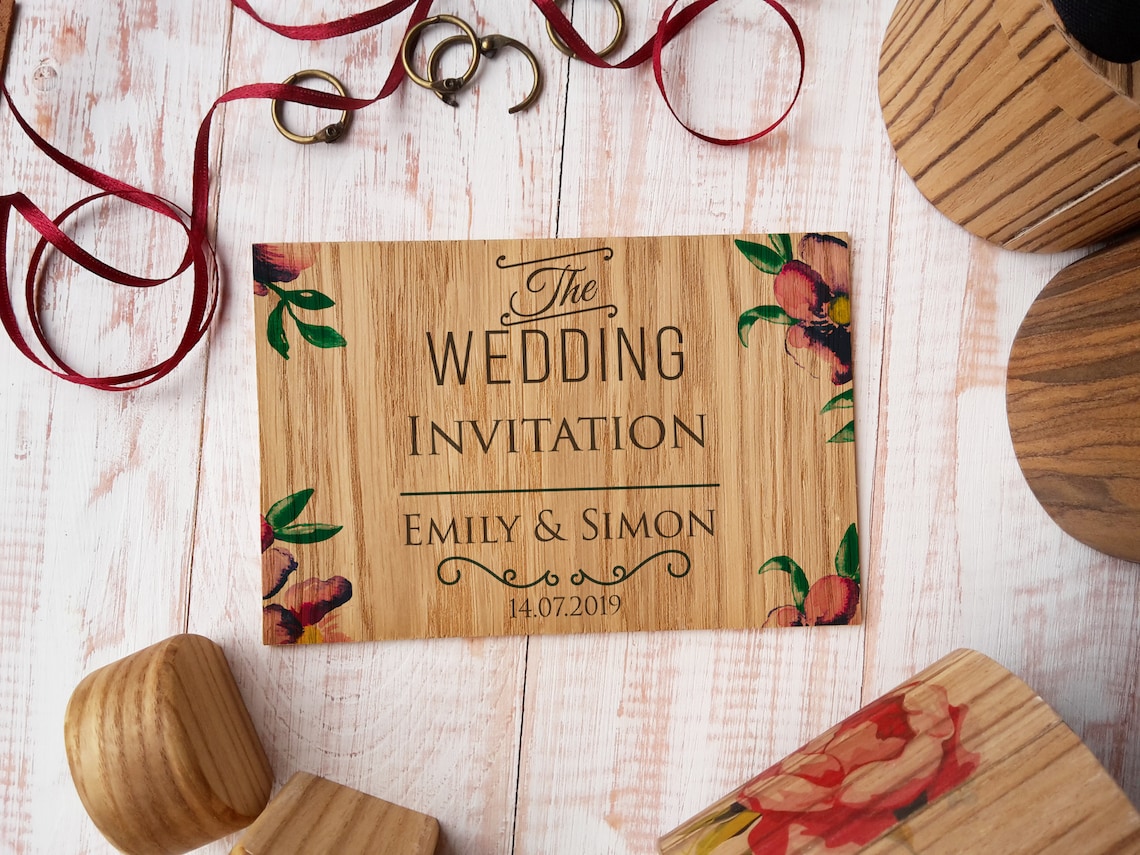 Wooden Wedding Invitation Wooden Cards Rustic Wood Wedding | Etsy