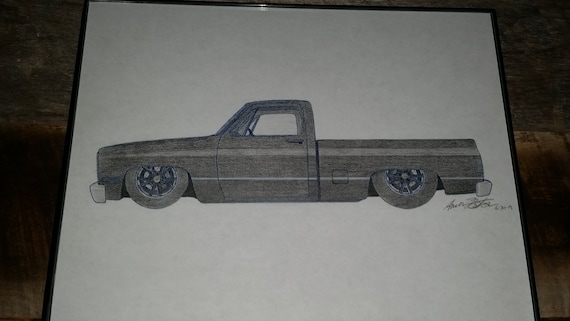 Hand Drawn 1987 Chevrolet Silverado C10 | Etsy