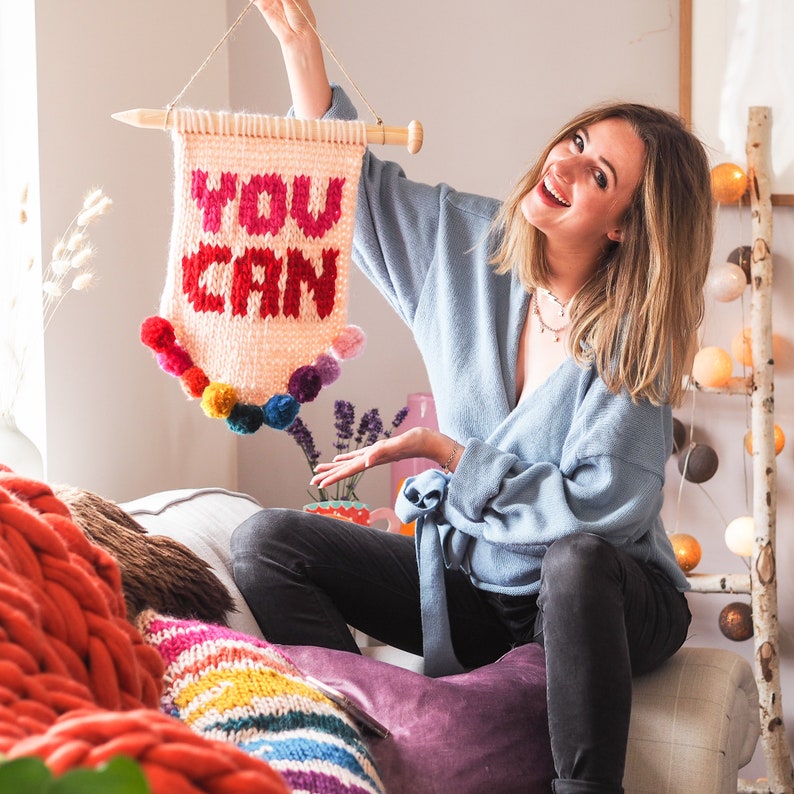 Knitting Pattern - Slogan Wall Hanging - 'you Can' Banner Colourwork ...