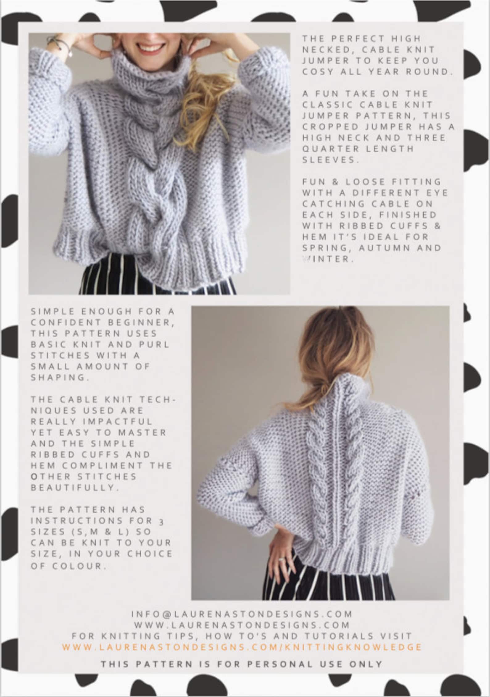 Knitting Pattern Cropped Cable Knit Jumper Sweater Pattern - Etsy