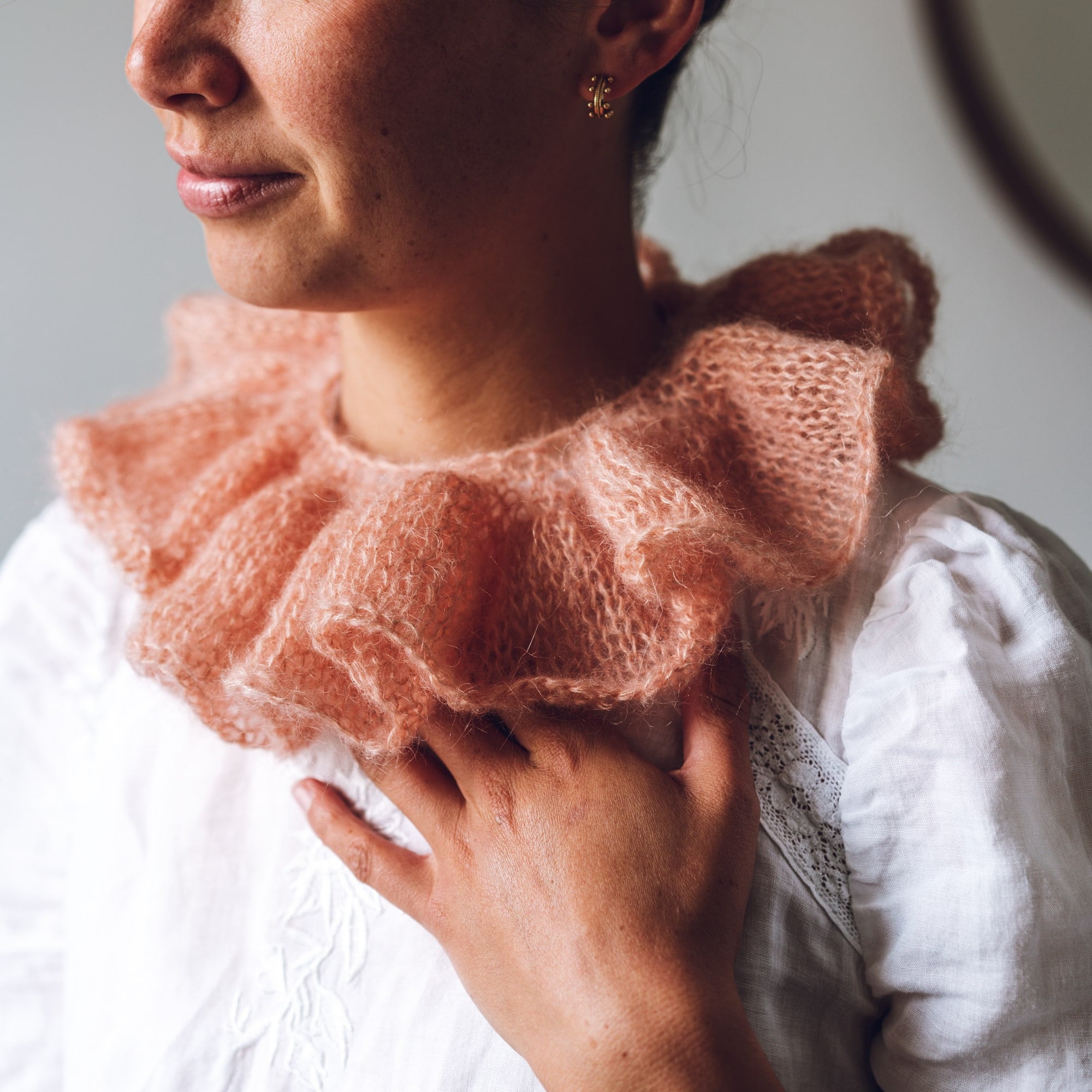 Knitting Pattern Ruffle Collar Mini Mohair knitted tie-up | Etsy