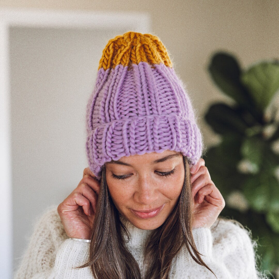 Knit Kit - Chunky Knitted Colour Pop Hat Knitting Kit, DIY Knitted Hat ...
