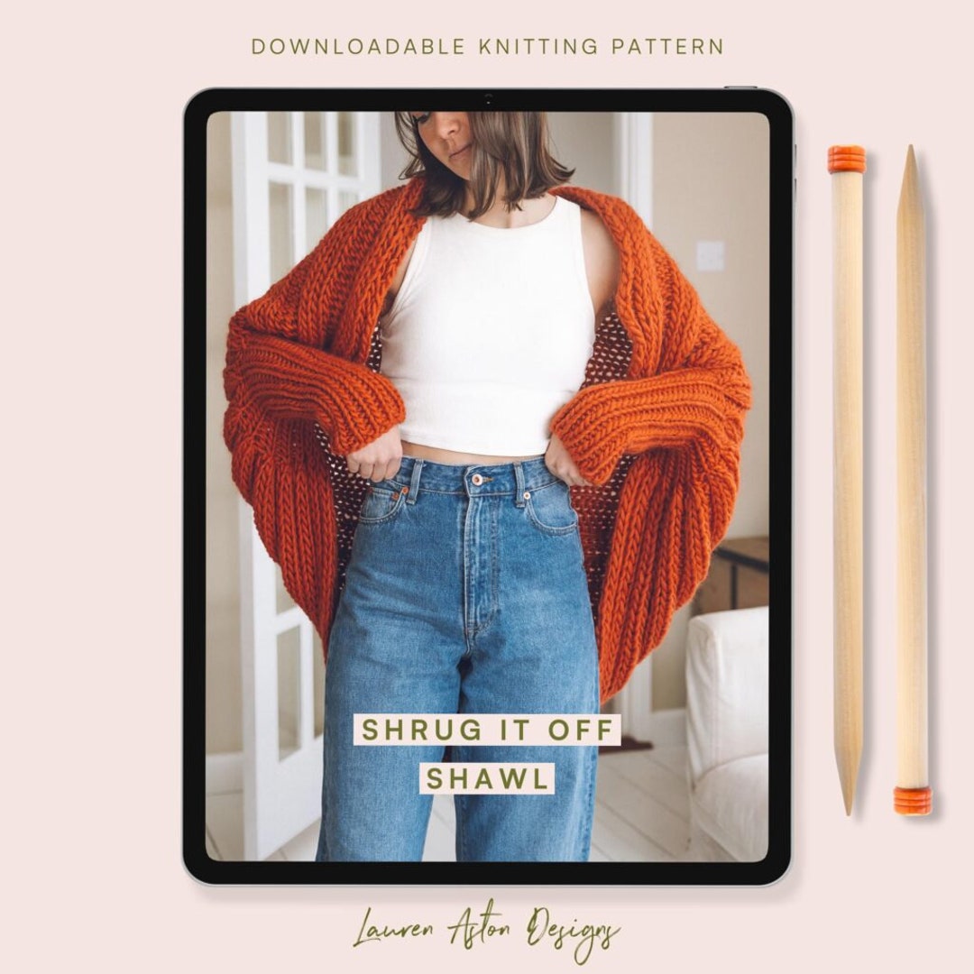 Knitting Pattern - Shrug It off Shawl / Easy Knit / Merino Knitted ...