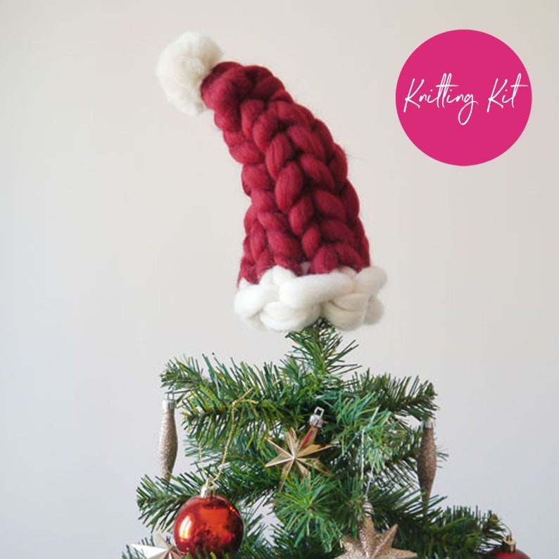Knit Kit Tree Topper Mini Santa Hat Kit Make Your Own - Etsy