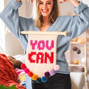 Knitting Pattern - Slogan Wall Hanging - 'you Can' Banner Colourwork ...