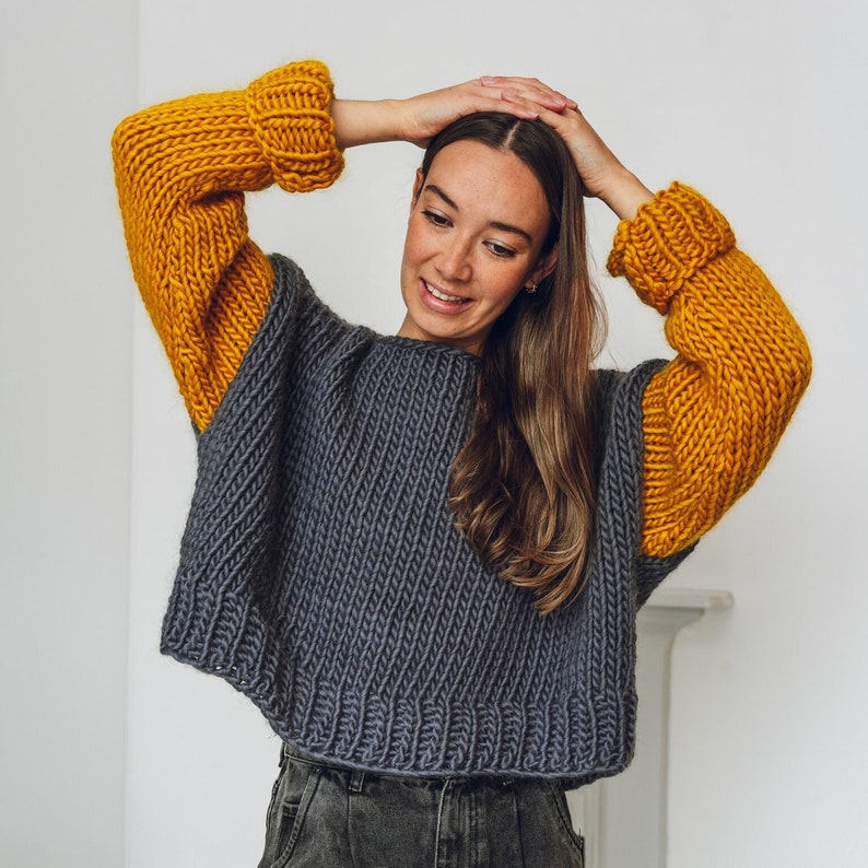 Knitting Pattern - Boatneck Jumper | Beginner Knit | Knitted Slouchy ...