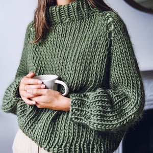 Knitting Pattern - Roll up Knit Down Jumper - Roll Neck Jumper Knitting ...