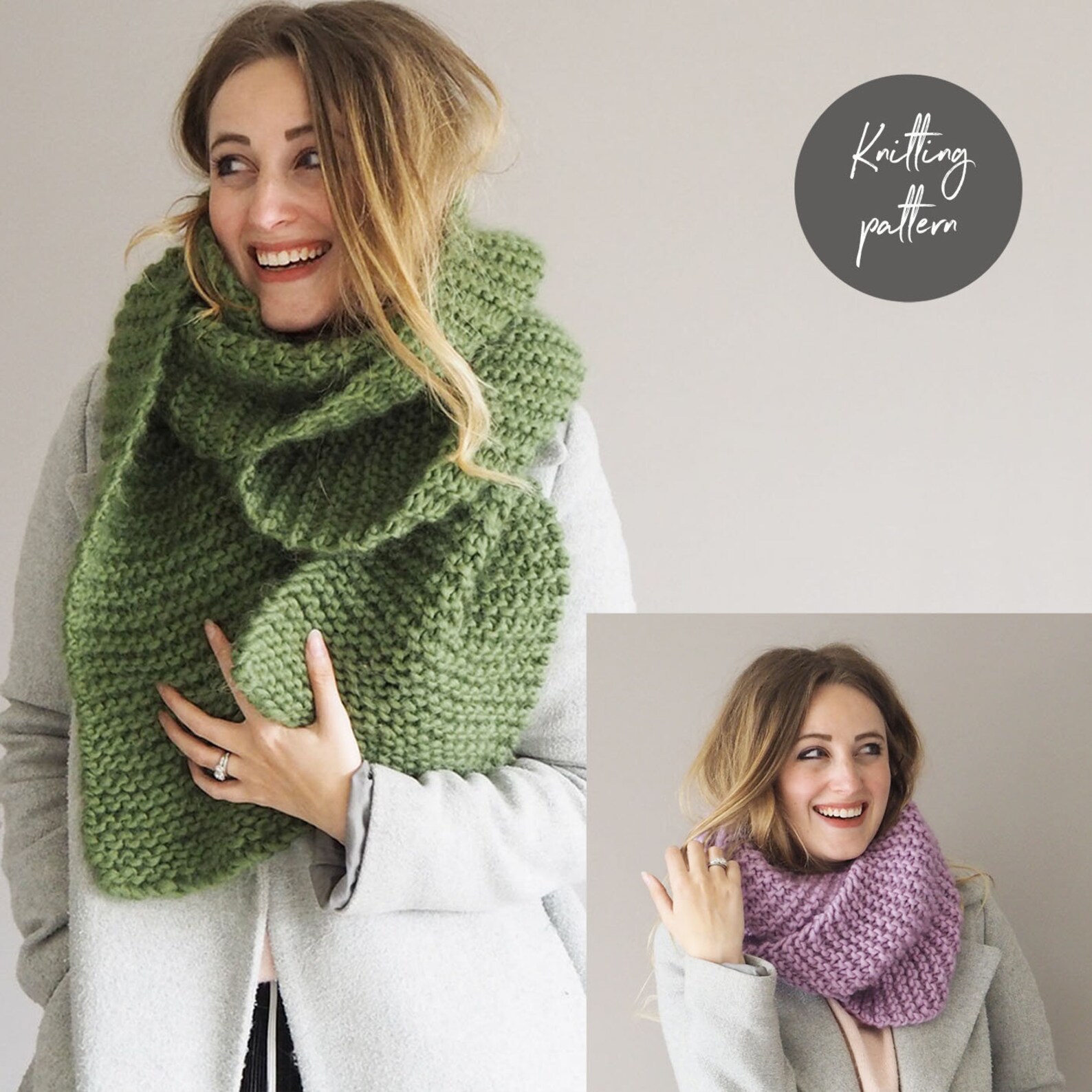 Knitting Pattern - Chunky Knitted Scarf & Snood - Instant Download - Etsy