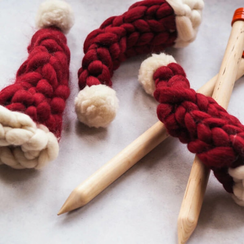 Knit Kit Tree Topper Mini Santa Hat kit Make your own | Etsy